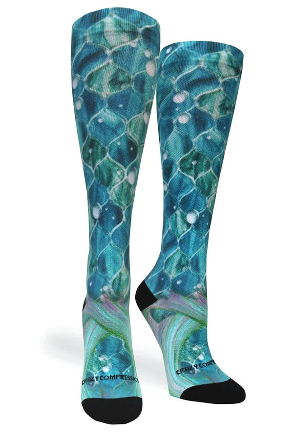 Teal Mermaid Compression Socks | Comfort Stockings | Calzuro