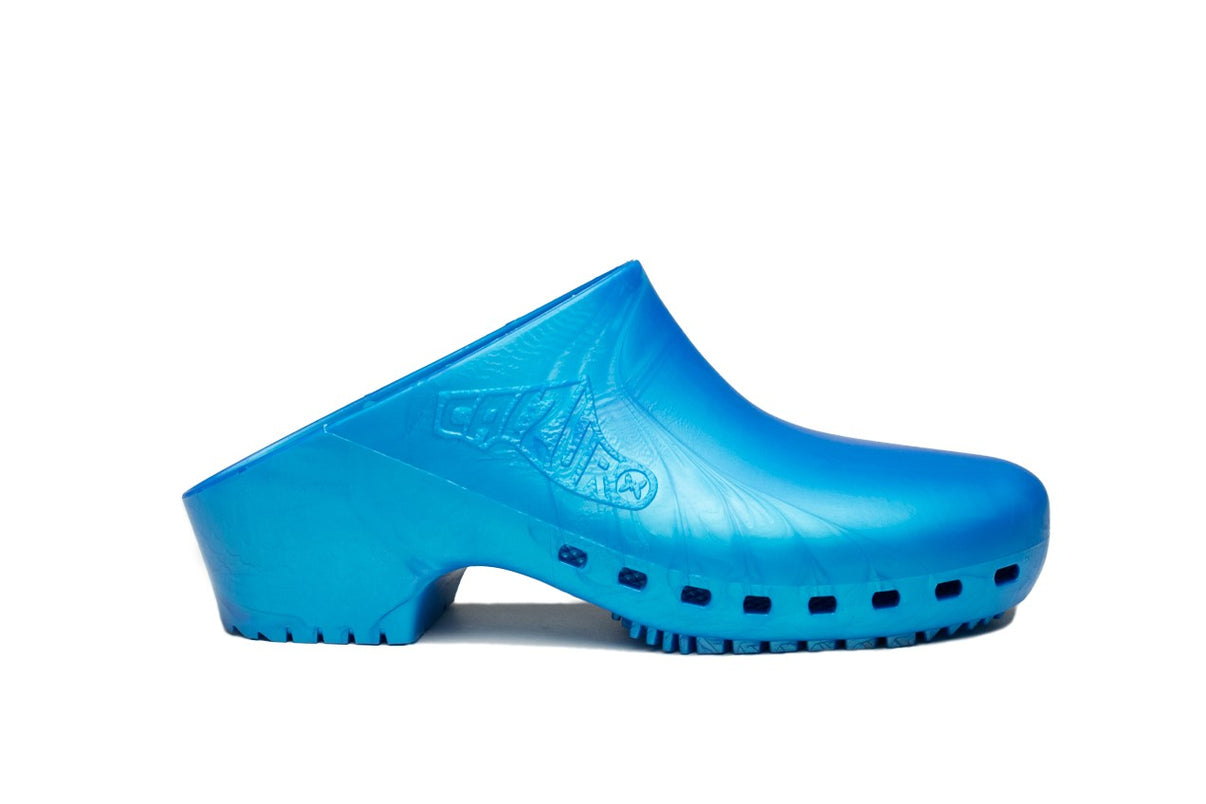 Metallic Turquoise Clogs Without Holes | Classic Work Clogs | Calzuro